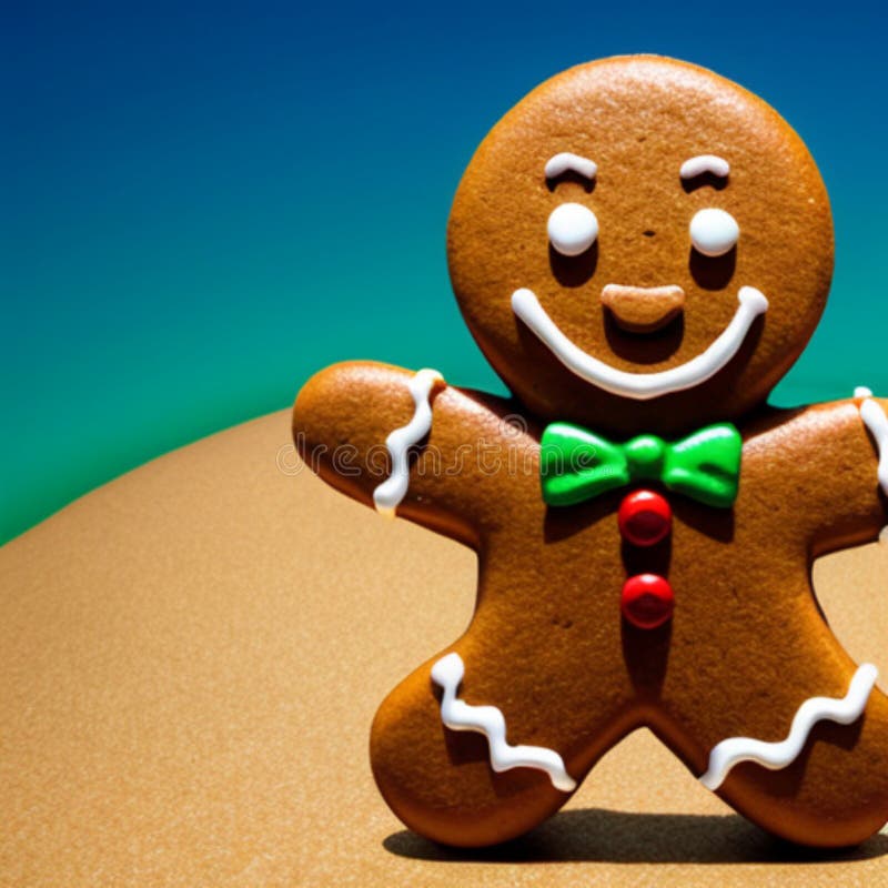 Gingerbread Man on the Beach, PowerPoint Slide Stock Illustration ...