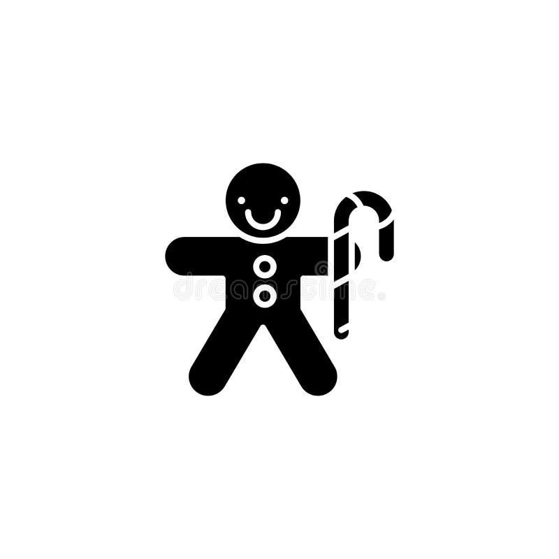 Gingerbread Man Black Icon Concept. Gingerbread Man Flat Vector Symbol ...