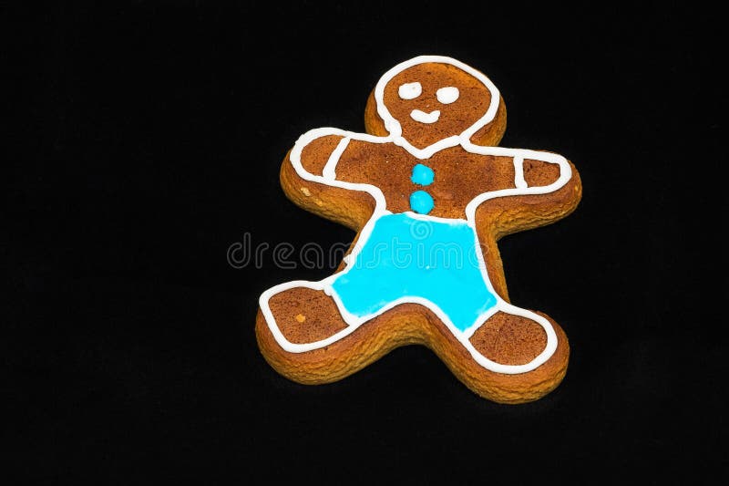 Gingerbread Man on Black Velvet Stock Image - Image of ornate, gourmet ...