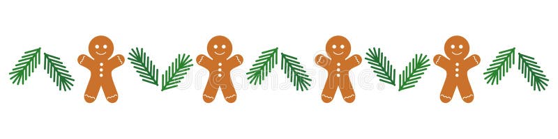 Gingerbread Man Christmas Decorative Border Stock Vector - Illustration ...