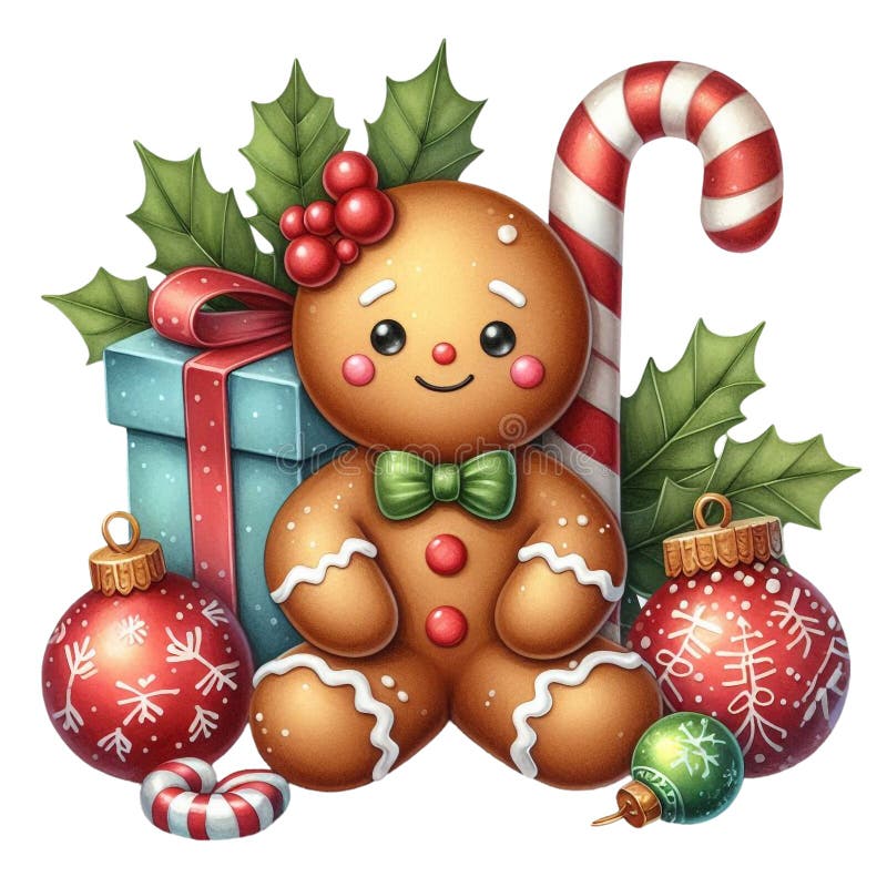 Gingerbread Man with Christmas Presents. Christmas Cookie Stock ...