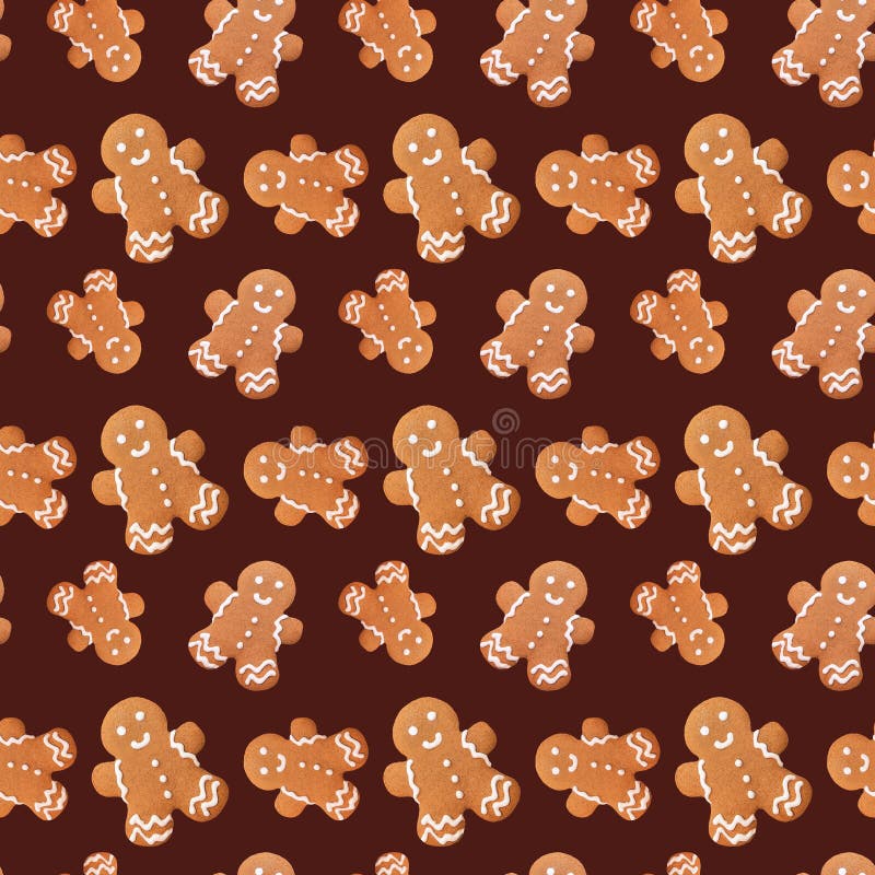 Gingerbread Man Christmas Seamless Pattern Stock Illustration ...