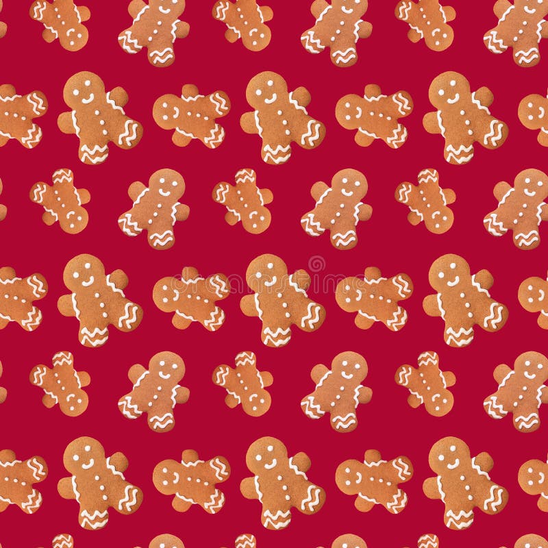 Gingerbread Man Christmas Seamless Pattern Stock Illustration ...