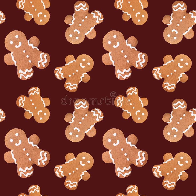 Gingerbread Man Christmas Seamless Pattern Stock Illustration ...