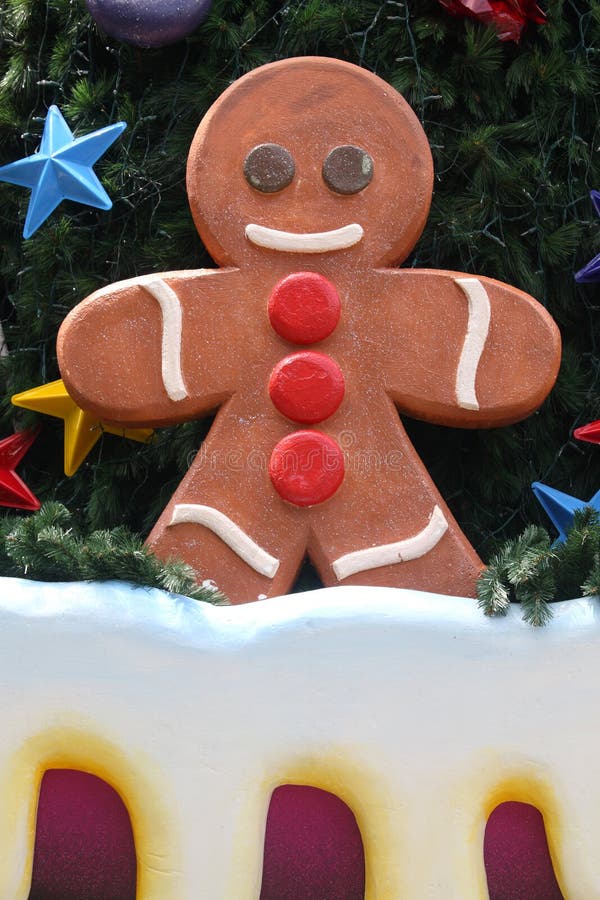 Gingerbread Man on the Christmas Tree Stock Photo - Image of ...