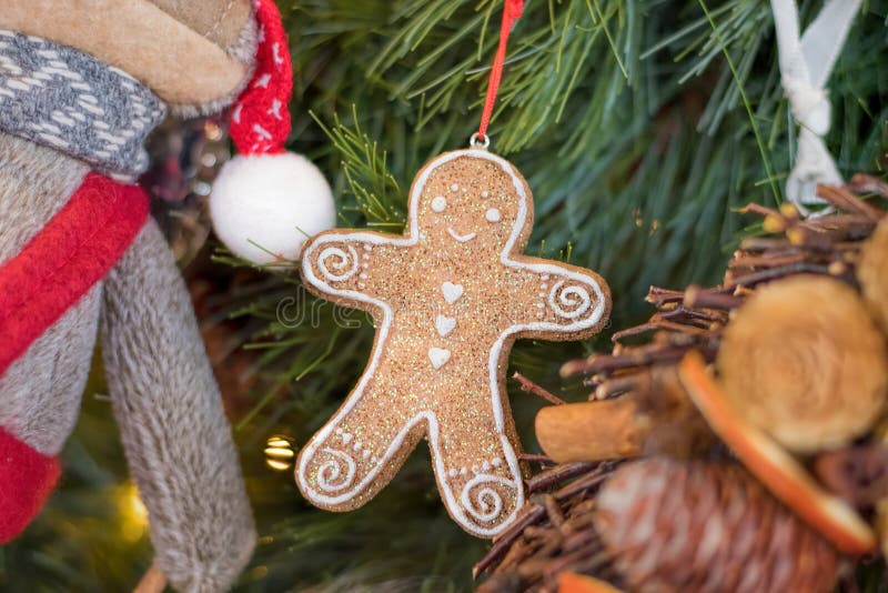 Gingerbread Man Christmas Tree Decoration Gift Stock Image - Image of ...