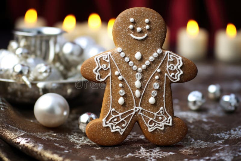 A Gingerbread Man with Classy Icing Decorations Stock Photo - Image of ...