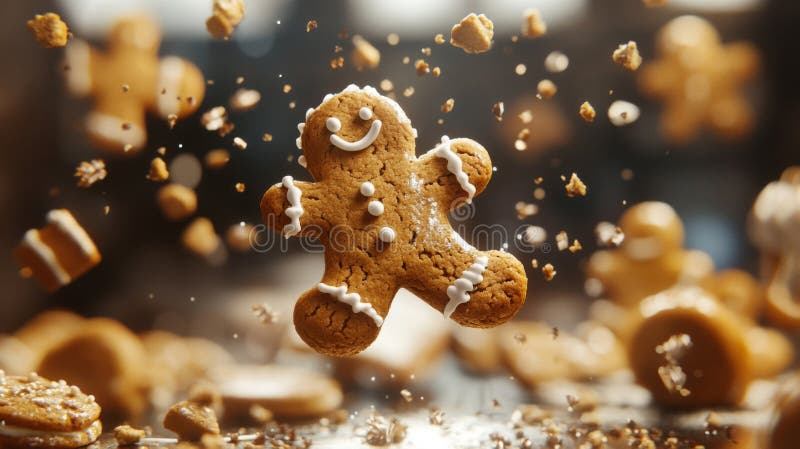 Gingerbread Man Cookie Crumble Explosion Stock Illustration ...
