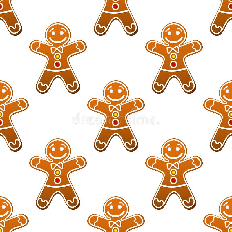 Gingerbread Man Cookie Seamless Stock Vector - Illustration of gift ...