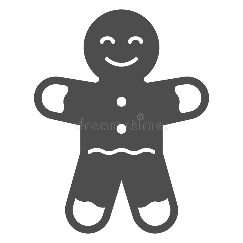 Gingerbread Man Cookie Solid Icon, Sweets Pastry Concept. Vector ...