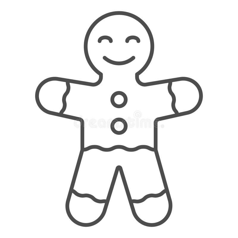 Gingerbread Man Cookie Thin Line Icon, Sweets Pastry Concept. Vector ...