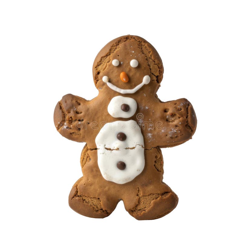 Gingerbread Man Cookie with White Icing and Chocolate Buttons Stock ...