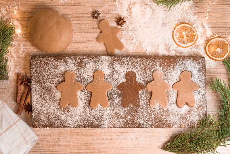Gingerbread Man Cookies for Christmas Holiday. the Process of Making ...