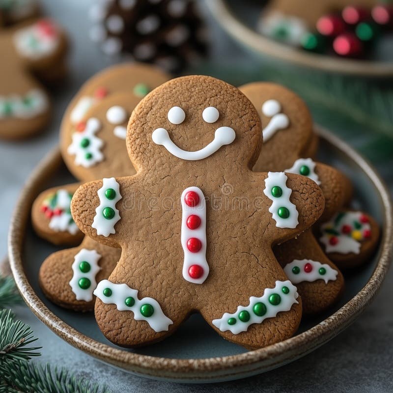 Gingerbread Man Cookies on a Festive Table Setting, Xmas Cookies on a ...