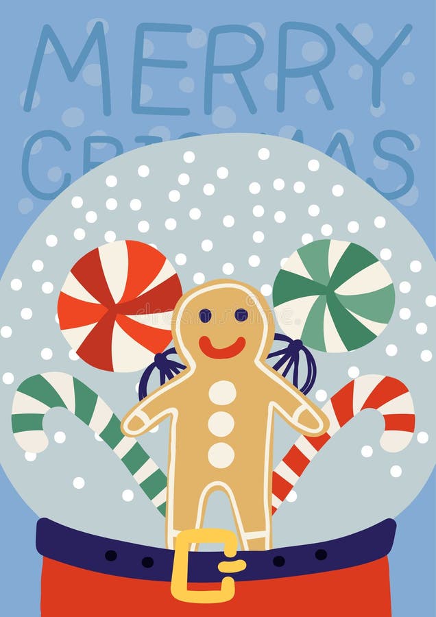 Gingerbread Man Cute Christmas Card Vector Stock Vector - Illustration ...