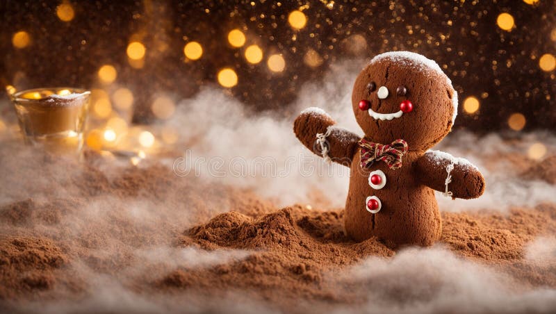 Gingerbread Man Dancing in Cocoa Powder Stock Illustration ...