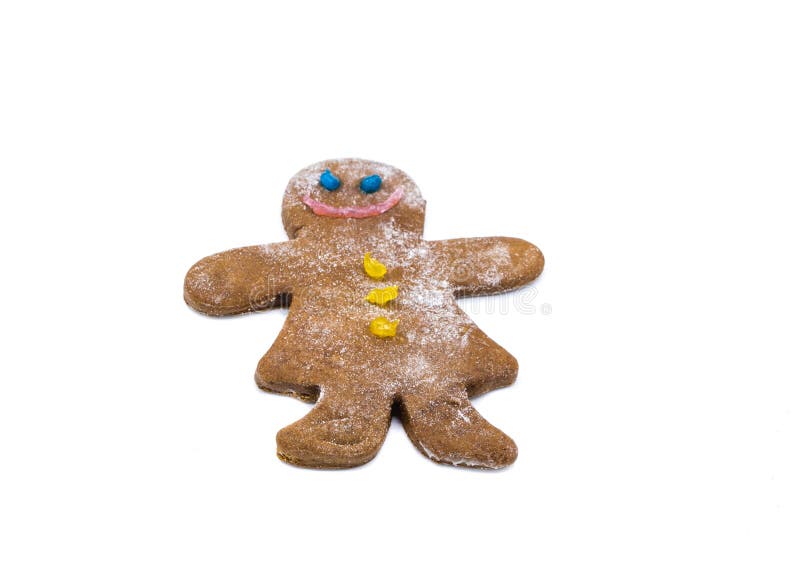 Gingerbread Man with Face and Buttons in Studio Stock Photo - Image of ...