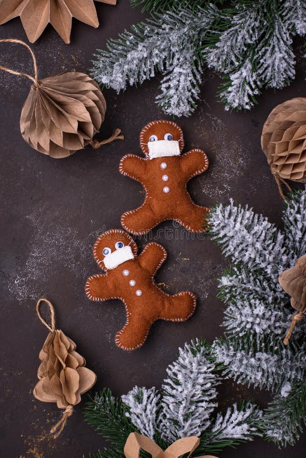 Gingerbread Man from Felt in Face Mask Stock Photo - Image of winter ...