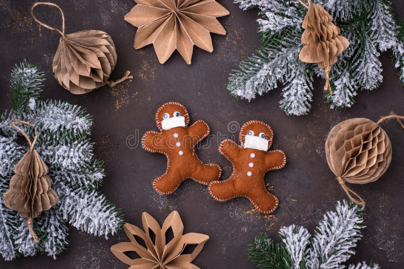 Gingerbread Man from Felt in Face Mask Stock Photo - Image of christmas ...