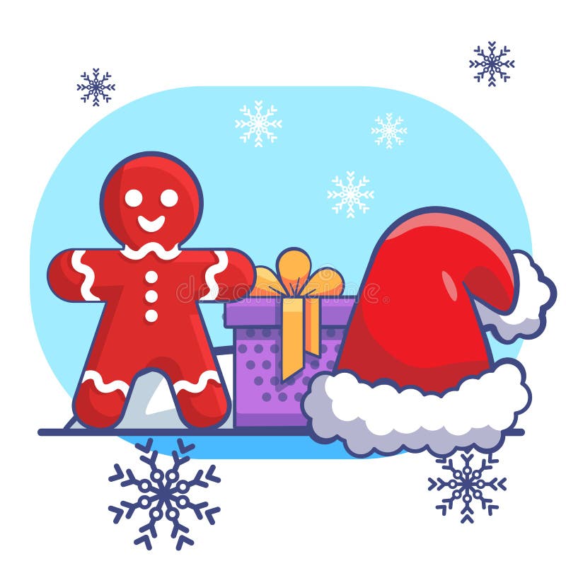 Gingerbread Man and Hat on White Isolated Backdrop Stock Vector ...