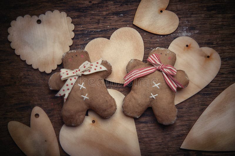 Gingerbread Man and Heart on a Dark Background. Free Space for Text ...