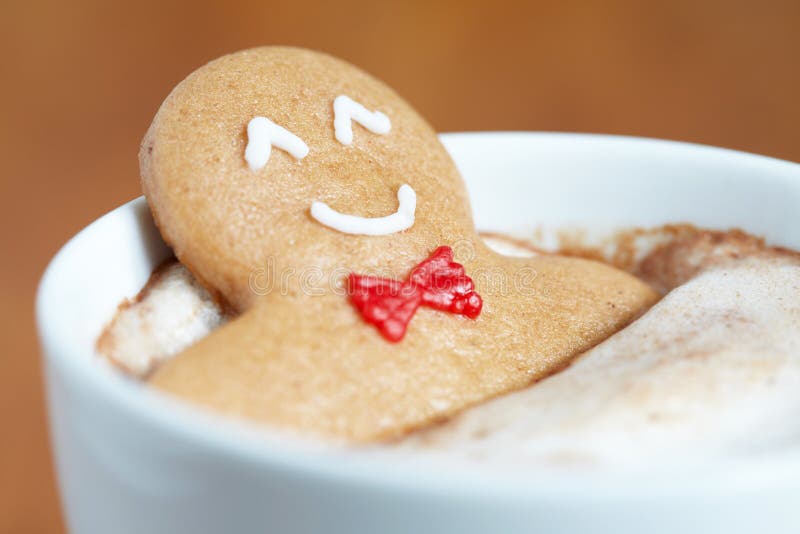 Gingerbread Man in Hot Chocolate Stock Photo - Image of homemade ...