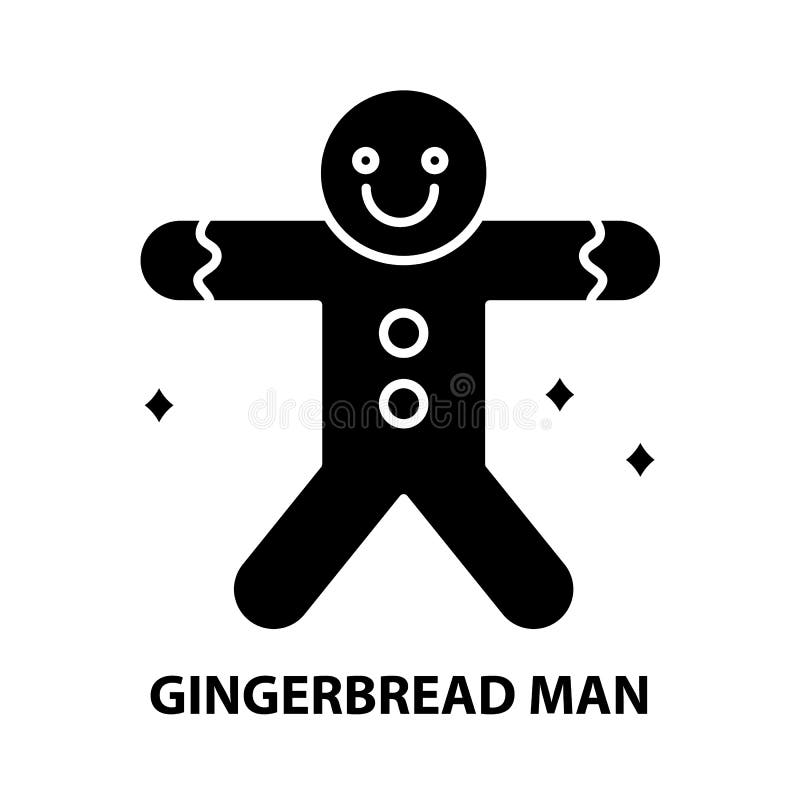 Gingerbread Man Icon, Black Vector Sign with Editable Strokes, Concept ...