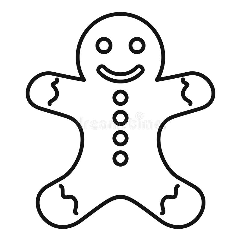 Gingerbread Man Icon Outline Style Stock Vector Illustration Of Cake