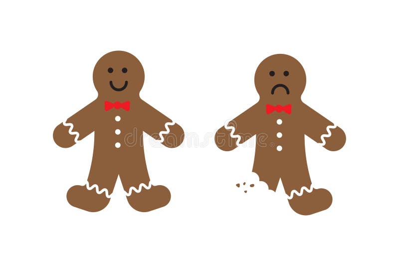 Gingerbread Man Icon. Smiling and Sad Figures. Festive Cookie Design ...