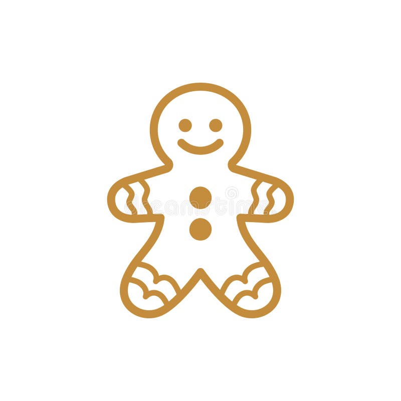 Gingerbread Man Line Icon. Christmas Cookie Isolated on White Stock ...