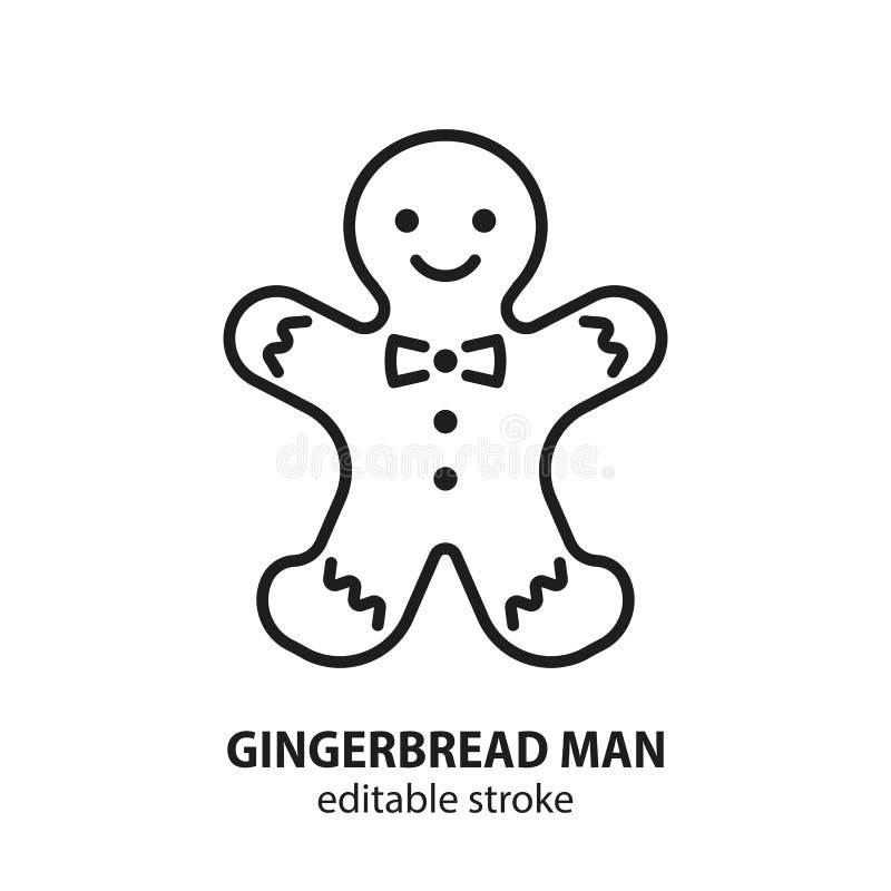 Gingerbread Man Line Vector Icon. Symbol of Christmas Stock Vector ...