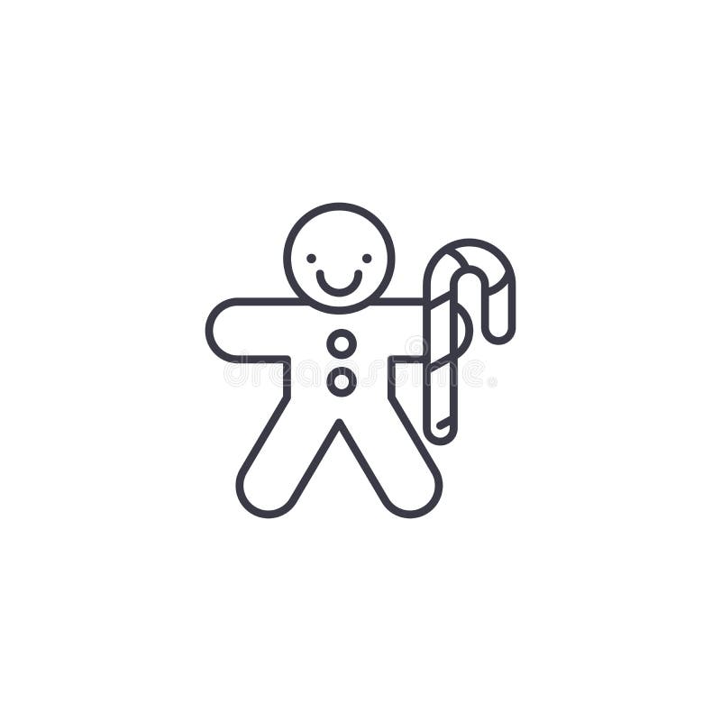 Gingerbread Man Linear Icon Concept Gingerbread Man Line Vector Sign