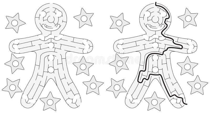 Gingerbread man maze stock vector. Illustration of gingerbread - 134226714