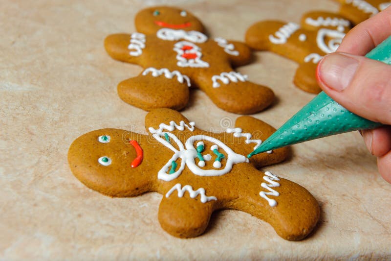 Gingerbread Man Painting on the Kitchen Table22 Stock Image - Image of ...