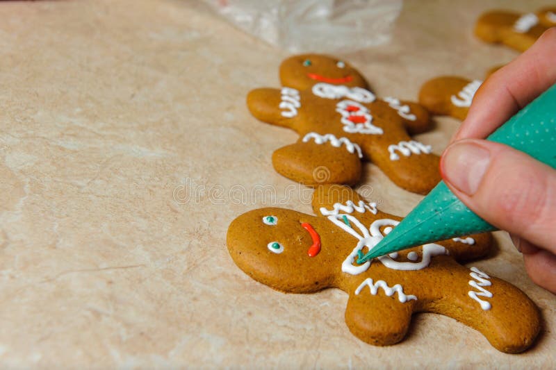 Gingerbread Man Painting on the Kitchen Table19 Stock Image - Image of ...