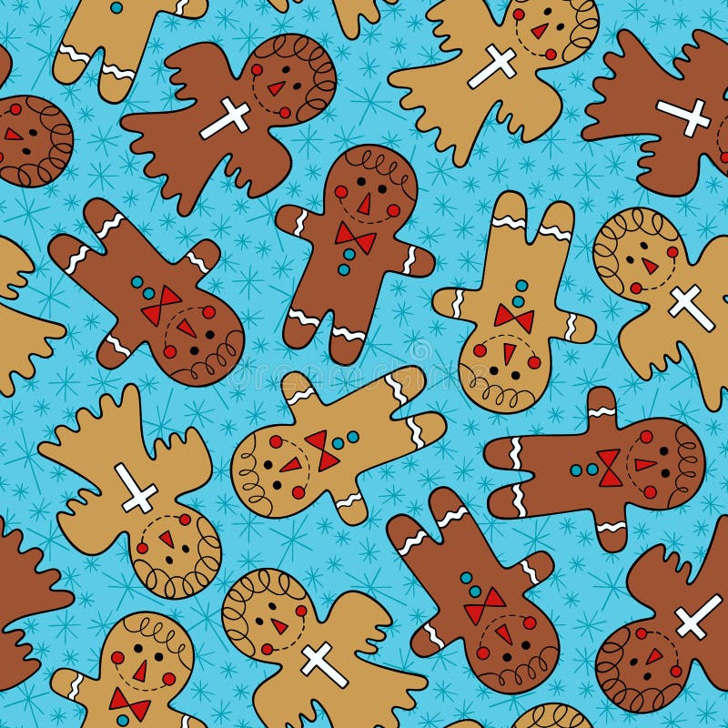 Gingerbread Man Seamless Pattern Stock Vector - Illustration of cookie ...