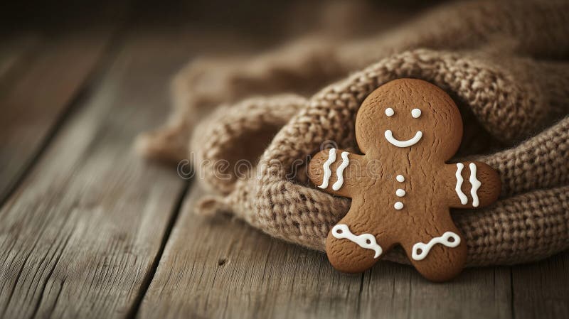A Gingerbread Man is Sitting on a Blanket. Generative AI Stock ...