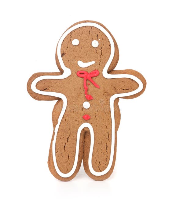 Gingerbread Man Smiling and Isolated on White Back Stock Photo - Image ...