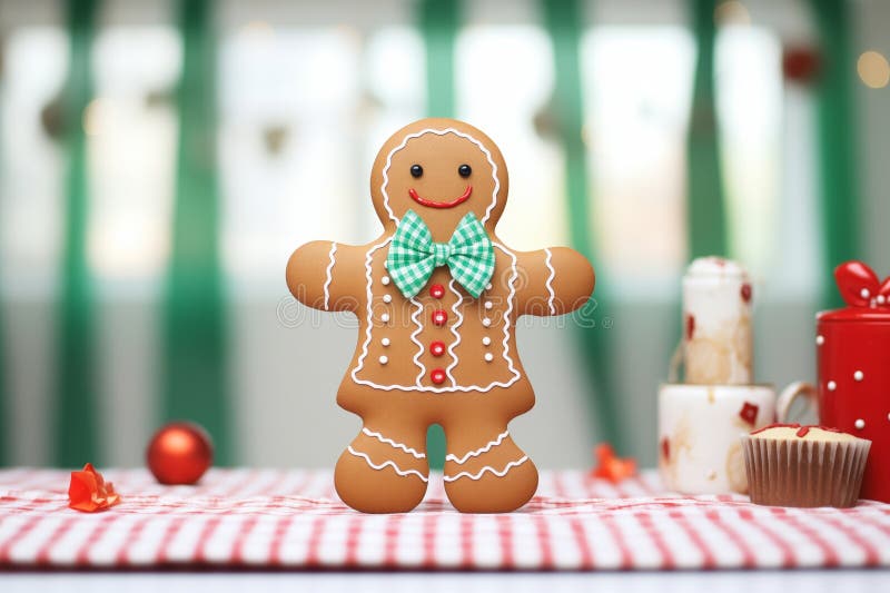 Gingerbread Man Standing on a Napkin with Dots Stock Photo - Image of ...