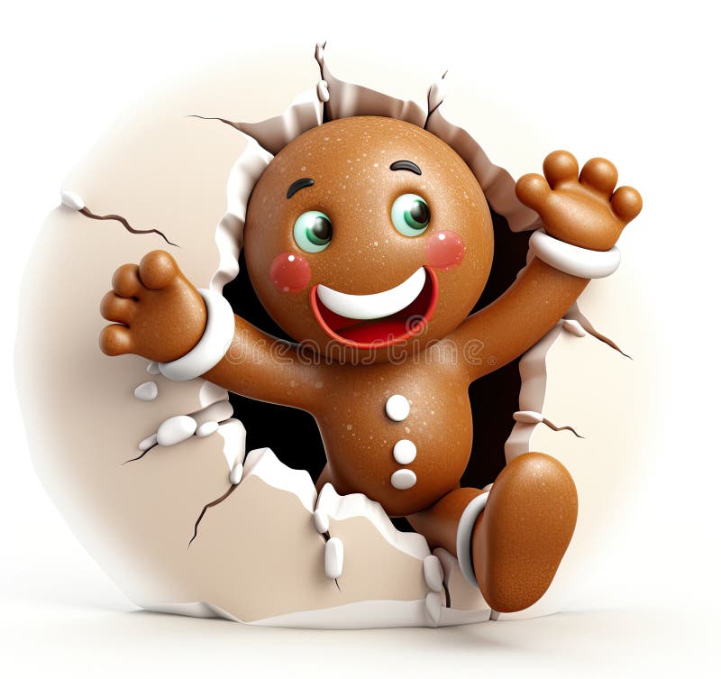 Gingerbread Man Stepping Out from a Hole Stock Illustration ...