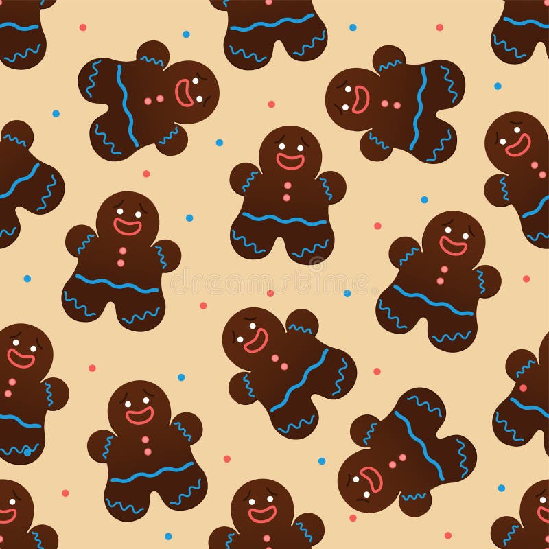 Gingerbread Man Vector Wrapping Paper in Flat Design Stock Vector ...