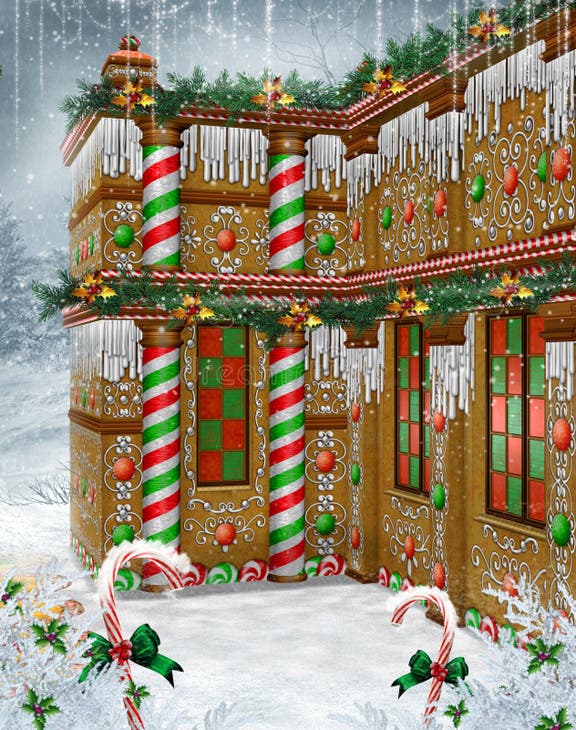 Gingerbread Manor 2 stock illustration. Illustration of winter - 16755980
