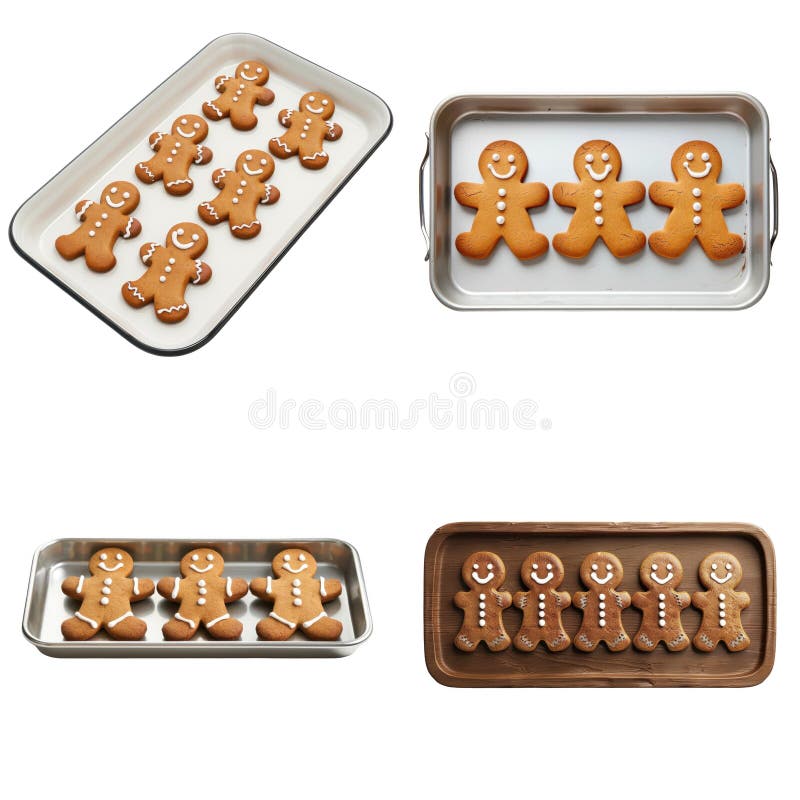 Gingerbread Men Cookies on Baking Sheets Stock Photo - Illustration of ...