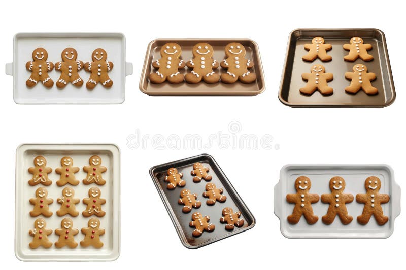 Gingerbread Men Cookies on Baking Sheets Stock Image - Illustration of ...