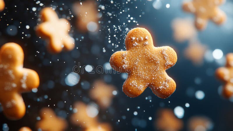 Gingerbread Men Cookies Falling through Air Stock Illustration ...