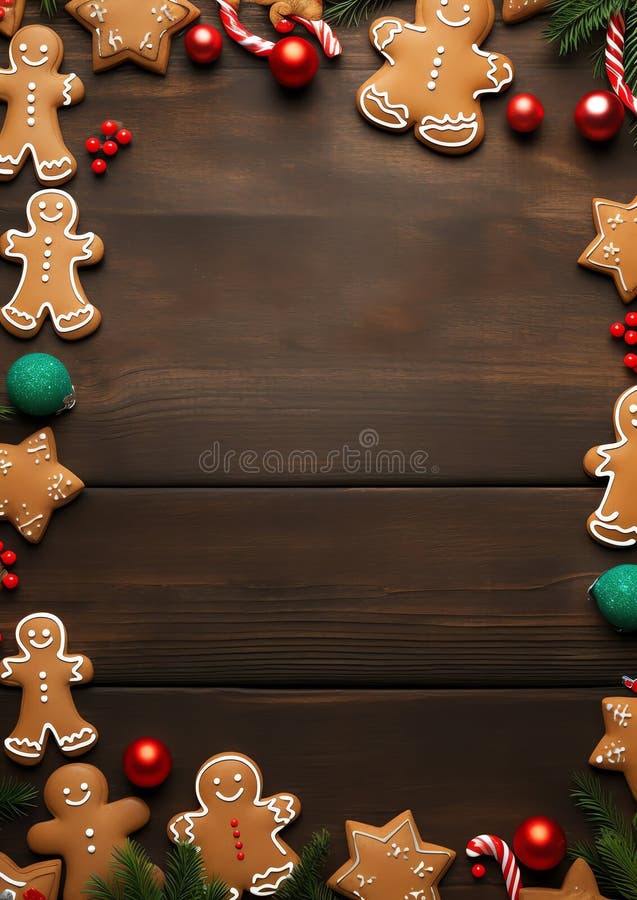 Gingerbread Men Watercolor Winter Border Stock Illustration ...