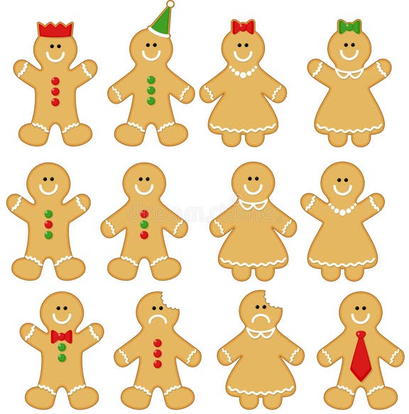 Gingerbread Men and Women. stock illustration. Illustration of cookie ...