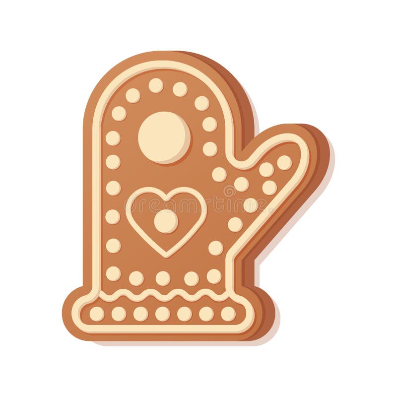 Gingerbread Mitten Isolated on White. Christmas Cookie Stock Vector ...