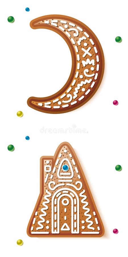 Gingerbread Moon Cookie stock vector. Illustration of food - 290281988