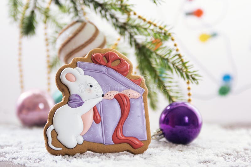 Gingerbread with Mouse Pattern Glaze Stock Photo - Image of celebration ...